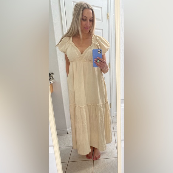 Listicle | Dresses | Nwt Listicle Boho Dress Size L Cream Crochet Gauze ...